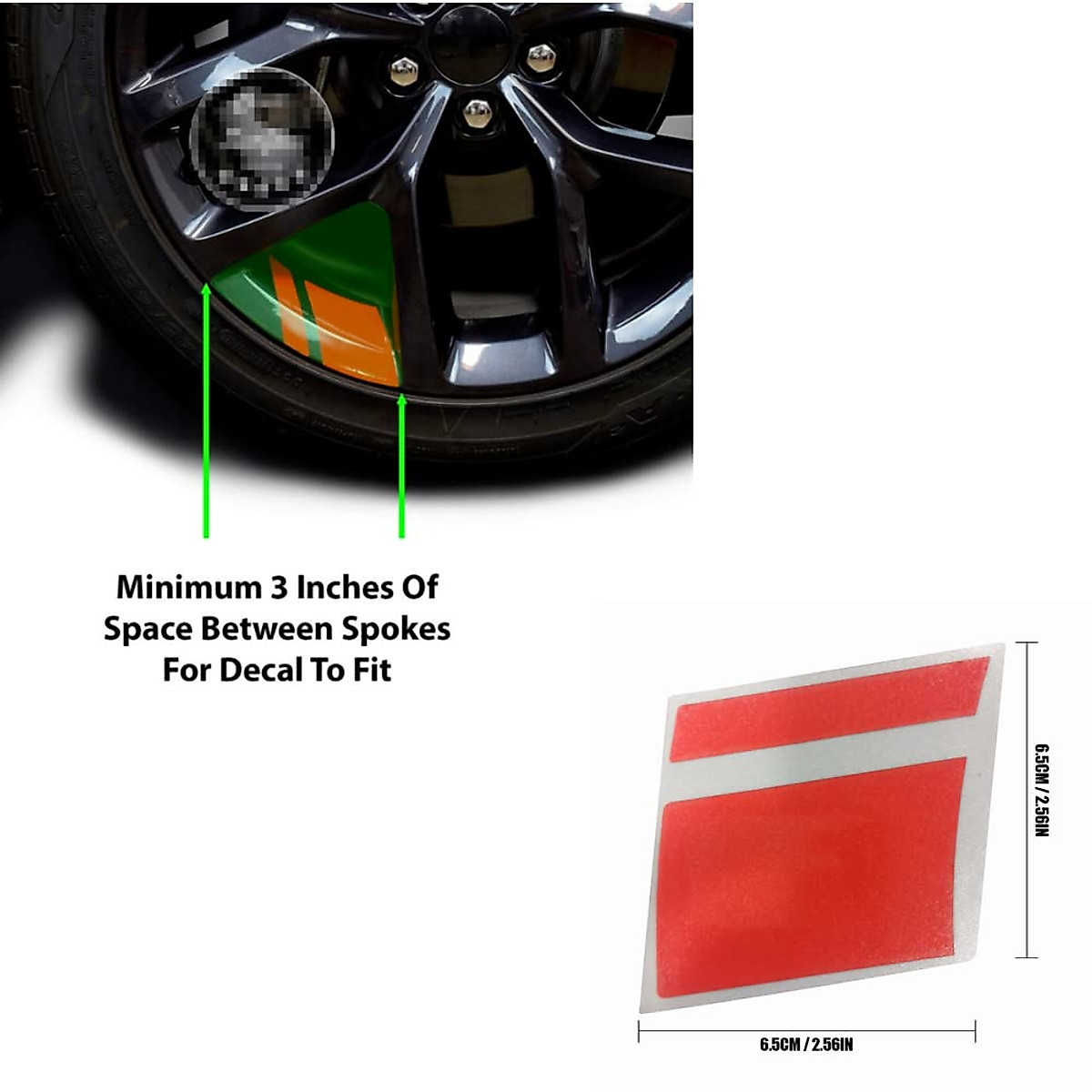 6Pcs Car Wheel Decals, Fit Size 18"-21" Wheels, Reflective Car Wheel Rim Decals Stripe Racing Wheel Rim Stickers Safety Decoration Car Accessories