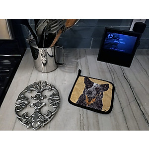 Caroline's Treasures SC9141PTHD Australian Cattle Dog Wipe Your Paws Pair of Pot Holders Kitchen Heat Resistant Pot Holders Sets Oven Hot Pads for Cooking Baking BBQ, 7 1/2 x 7 1/2