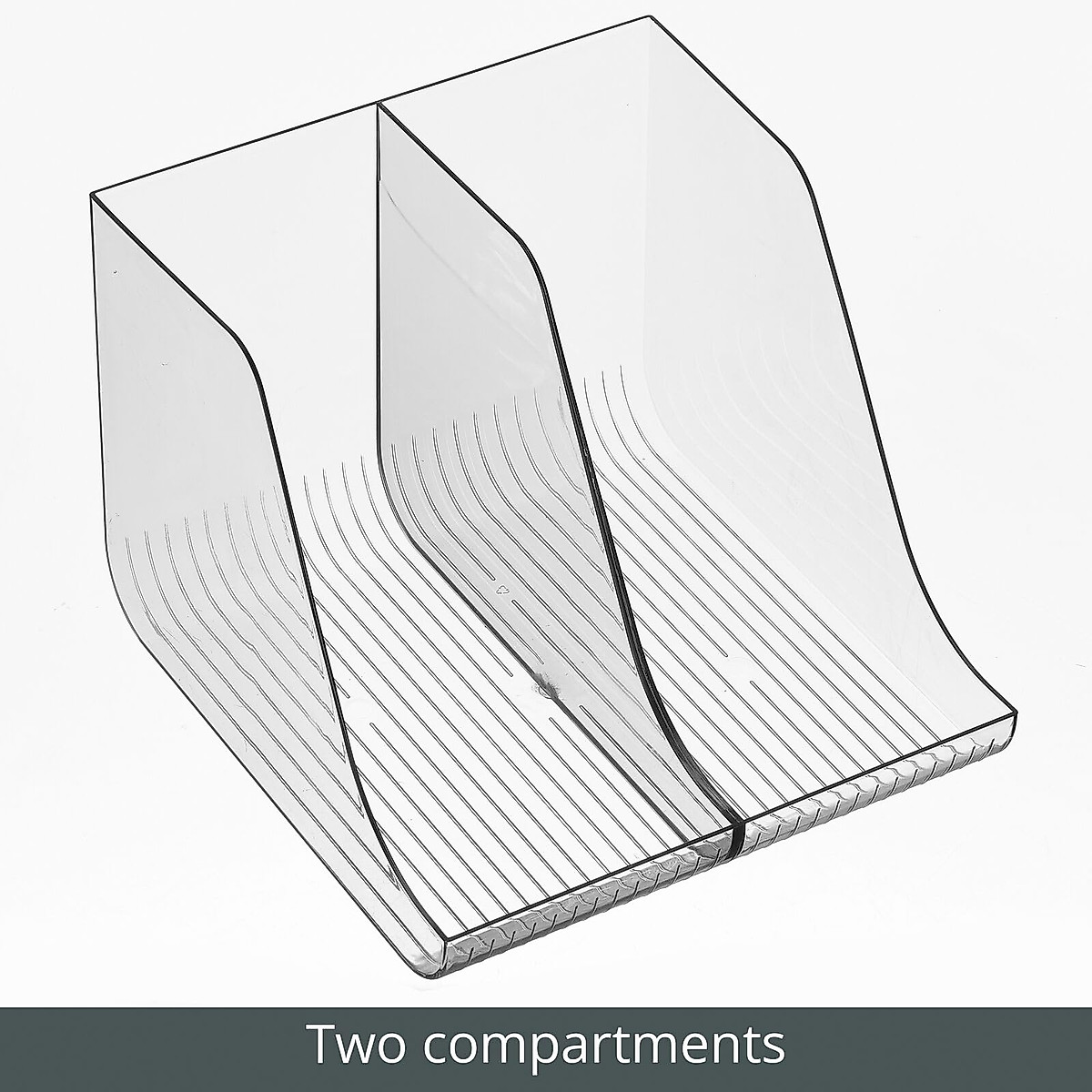 mDesign Plastic Divided Beverage Storage, Can Dispenser Holder for Kitchen, Refrigerator, Fridge, Pantry; Organizer for Soda, Pop, Drinks, Beer; Holds 24-26 Cans, Ligne Collection - 2 Pack - Clear