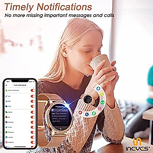 INEYES Smart Watches for Women with Diamonds (Answer/Make Call), 1.32" HD Smartwatch with AI Voice for iPhone Samsung Android Phones, Fitness Tracker with Heart Rate Sleep Ovulation Period Monitor