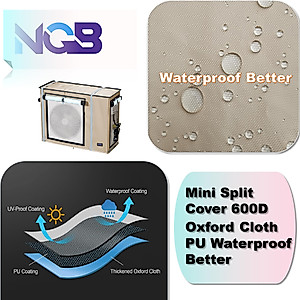 NGB Mini Split Cover for Air Conditioner Outdoor Unit,38.2 "L x17 "W x32.7"H for Ductless Air Conditioning Protected Operation Universal for Mini Split Condenser HVAC Units All Seasons.