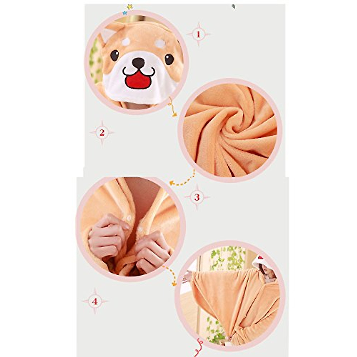 FUYU Cute Dog Cloak Blanket Soft Plush Throw Blanket Shiba Inu Cosplay Cloak