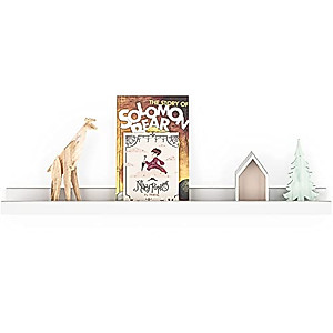 Ballucci Floating Wall Shelf, 35" Wall Mounted Long Picture Ledge Wood Shelf for Nursery, Living Room, Bedroom, Kitchen - White