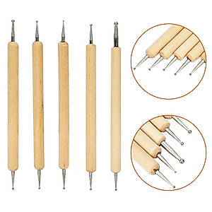 8Pcs Leather Craft Carving Stylus Tool Set,Double Headed Point Drill Pens Spoons Kit Set for DIY Handmade Leatherwork Embossing Carving