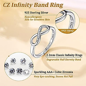 Suplight 925 Sterling Silver Cubic Zirconia Infinity Ring for Women Size 7