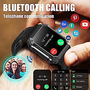 Jireausty Military Smart Watches for Men - 1.91" Smart Watch with Bluetooth Call IP68 Waterproof Smart Watches with Heart Rate Sleep Monitor for Android and iPhone