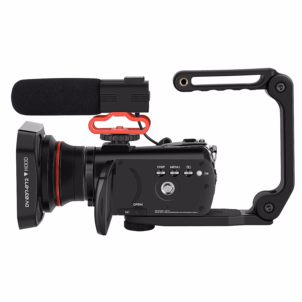 ORDRO AC3 Ultra HD 4K Camcorder Digital Zoom Video Camera 1080P 60FPS IR Night Vision, IPS Touch Screen, Vlog Recorder with Microphone,Wide Angle Lens, Lens Hood,Stabilizer, 64GB Memory Card