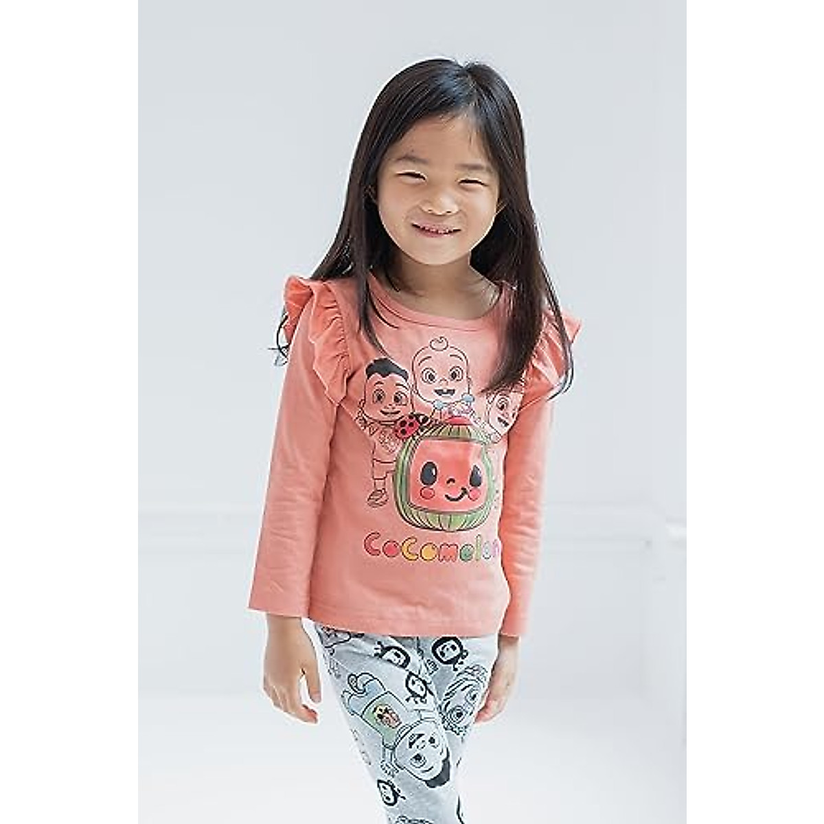 CoComelon JJ Cody Nina Toddler Girls T-Shirt and Leggings Outfit Set Orange/Gray 3T