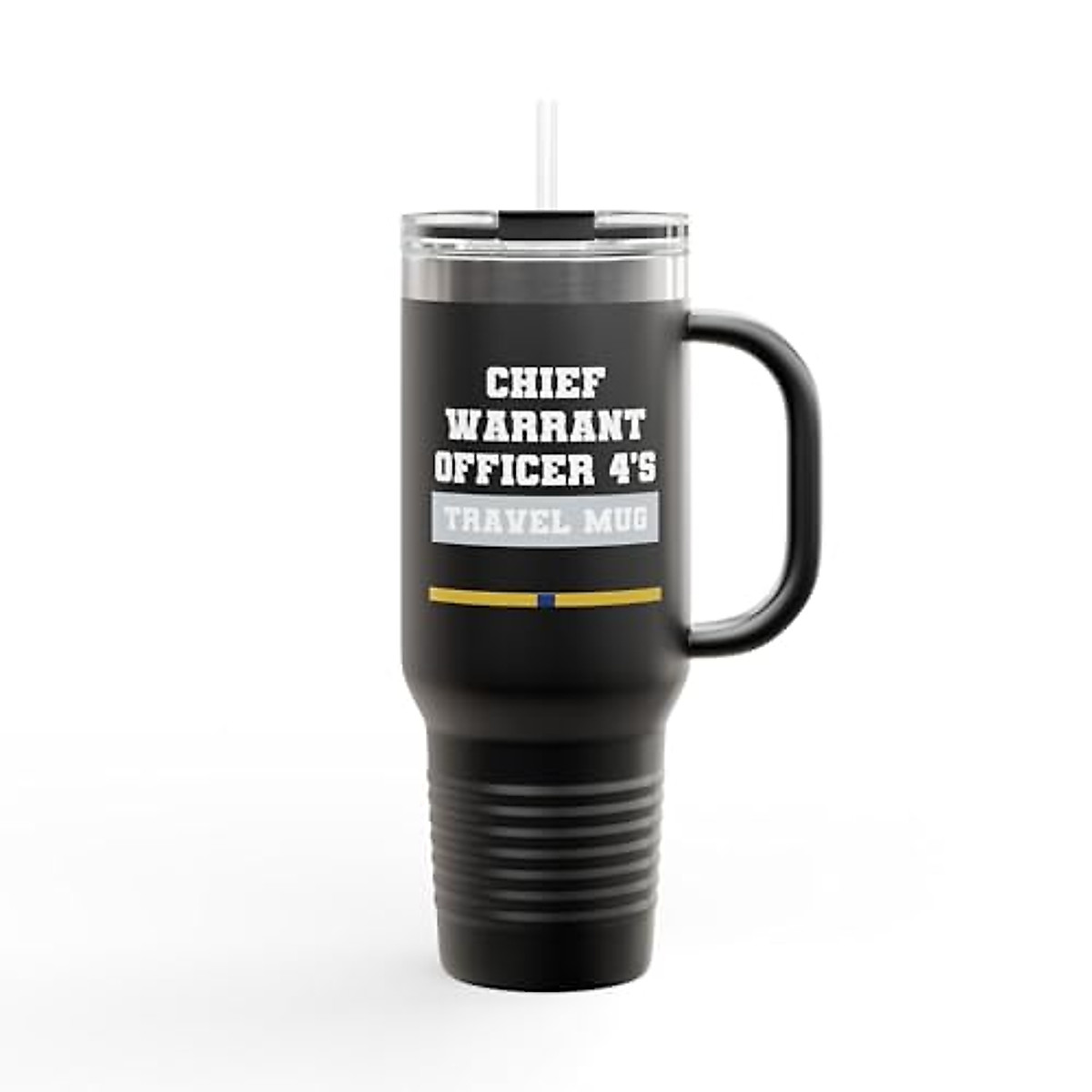 Chief Warrant Officer 4's Travel Mug: Insulated Stainless Steel Tumbler with Handle and Straw, Military Gift (40oz)