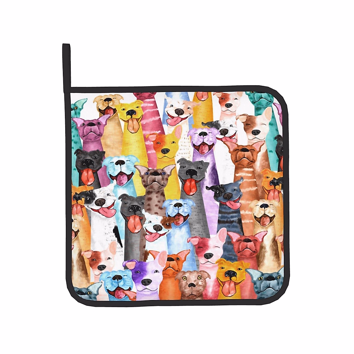 Cute American Pit Bull Terrier Dogs Puppy Lovers Colorful Tie Dye Oven Mitts and Pot Holders Sets Reusable Soft Cotton Heat Resistant Oven Gloves For Kitchen Microwave BBQ Baking Print Oven Mitt Gifts