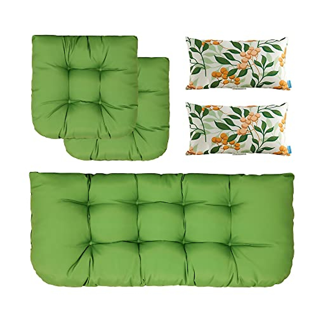 ARTPLAN Outdoor Cushions Loveseat All Weather Chair Cushions Bench Cushions Set of 5 Wicker Tufted Pillow for Patio Furniture