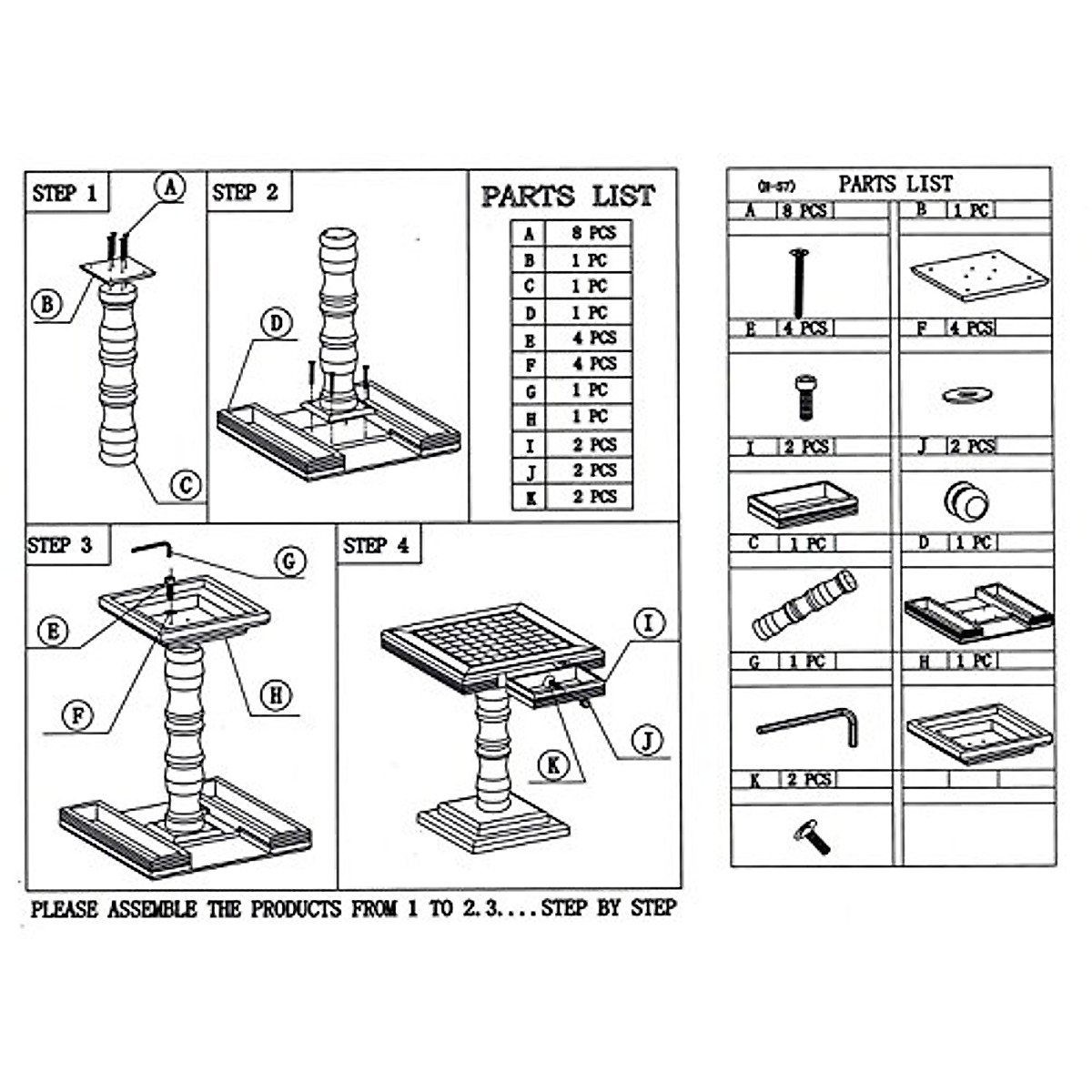 Frenchi Furniture Table, 27.58 in x 22.06 in x 22.06 in, Mahogany