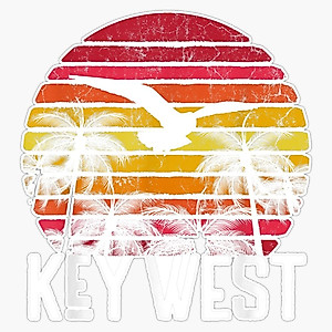 Key West Florida Vintage Retro Beach Palm Tree Surf Sunset Sticker Vinyl Waterproof Sticker Decal Car Laptop Wall Window Bumper Sticker 5"