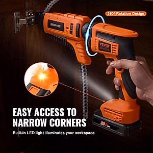 VEVOR Drywall Screw Gun Auto-Feed, 20V Max Collated Drywall Screwgun, 4200RPM Brushless Cordless Drywall Gun Kit with 2 Battery Packs, Belt Clip, Charger, Tool Bag, Screw Length and Depth Adjustable