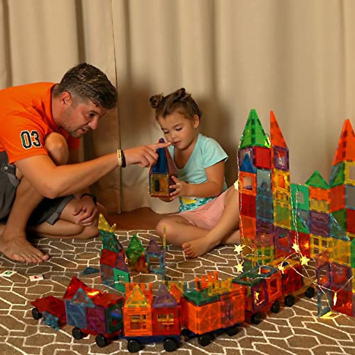 MagHub Magnet Toys Magnetic Tiles, 65 PCS Magnetic Building Blocks Set Learning Educational Toys for Boys Girls Preschool Educational Construction Kit Magnet Stacking Toys for Kids Toddlers Children