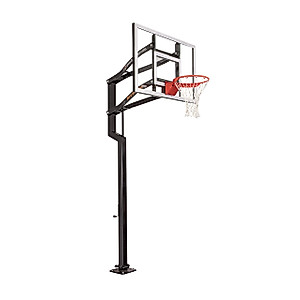 Goalsetter Contender In Ground Adjustable Basketball System with 54-Inch Glass Backboard and Flex Rim, Black (SS44554G3W)