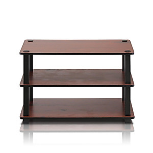 Furinno Turn-S-Tube 3-Tier Shoe Rack, Dark Cherry/Black