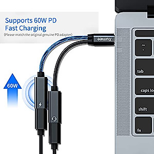 Xumee USB C Splitter, Dual USB C Headphones and Charger Adapter, 2-in-1 Hi-Res Audio and Fast Charging Dongle Cable Compatible with Galaxy S23 S22 S21 Ultra 5G S20 S20+ Plus Note 20 (Black)