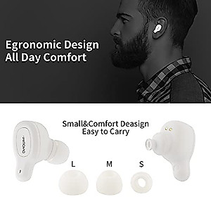 MIUONO Wireless Ear Buds, T1 Bluetooth Earbuds with Microphone, Type-C Charging Case Stereo Enhanced Deep Bass TWS Earphones for Sport
