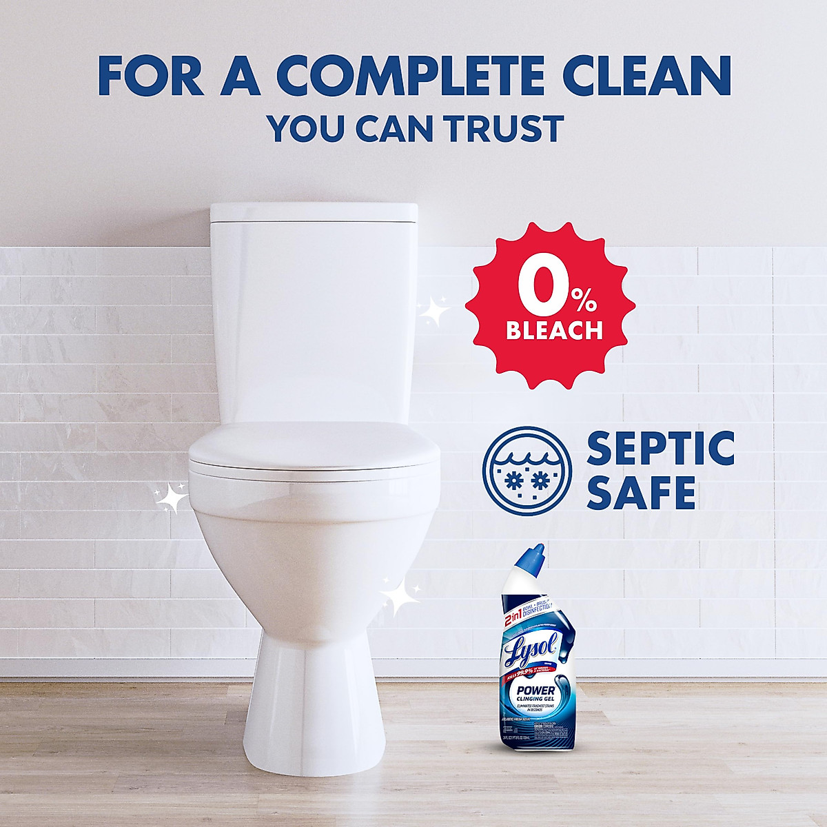 Lysol Power Toilet Bowl Cleaner Gel, For Cleaning and Disinfecting, Stain Removal, 24oz ( 9 count)