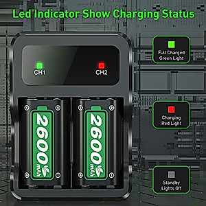 Ukor Fast Charging 2600mAh Rechargeable Battery Packs with Charger for Xbox One/Xbox Series X|S Xbox One S/Xbox One X/Xbox One Elite Wireless Controller, Long Lasting Intelligent Protection