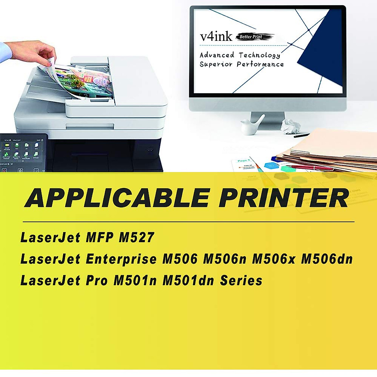 V4INK Compatible Toner Cartridge Replacement for HP 87X CF287X Toner for use in HP Laser jet Pro M501 M506 M527 M501dn M501n M506dn M506n M506x M527f M527dn Printer, 2 Packs high yield-18,000 Pages