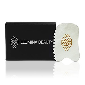 ILLUMINA BEAUTY Gua Sha Facial Tool, Unique 4-Edge Guasha Tool For Face, Jade Gua Sha Stone, Lymphatic Drainage Face Sculpting Tool