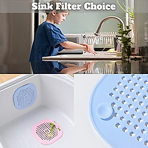 4 PCS Shower Drain Hair Catcher with Large Sucker - Upgrade Smile Face Design, Large Square Silicone Shower Drain Cover Suit for Bathtub, Bathroom, Sink, Tub, and Kitchen (Black&White&Pink&Blue)