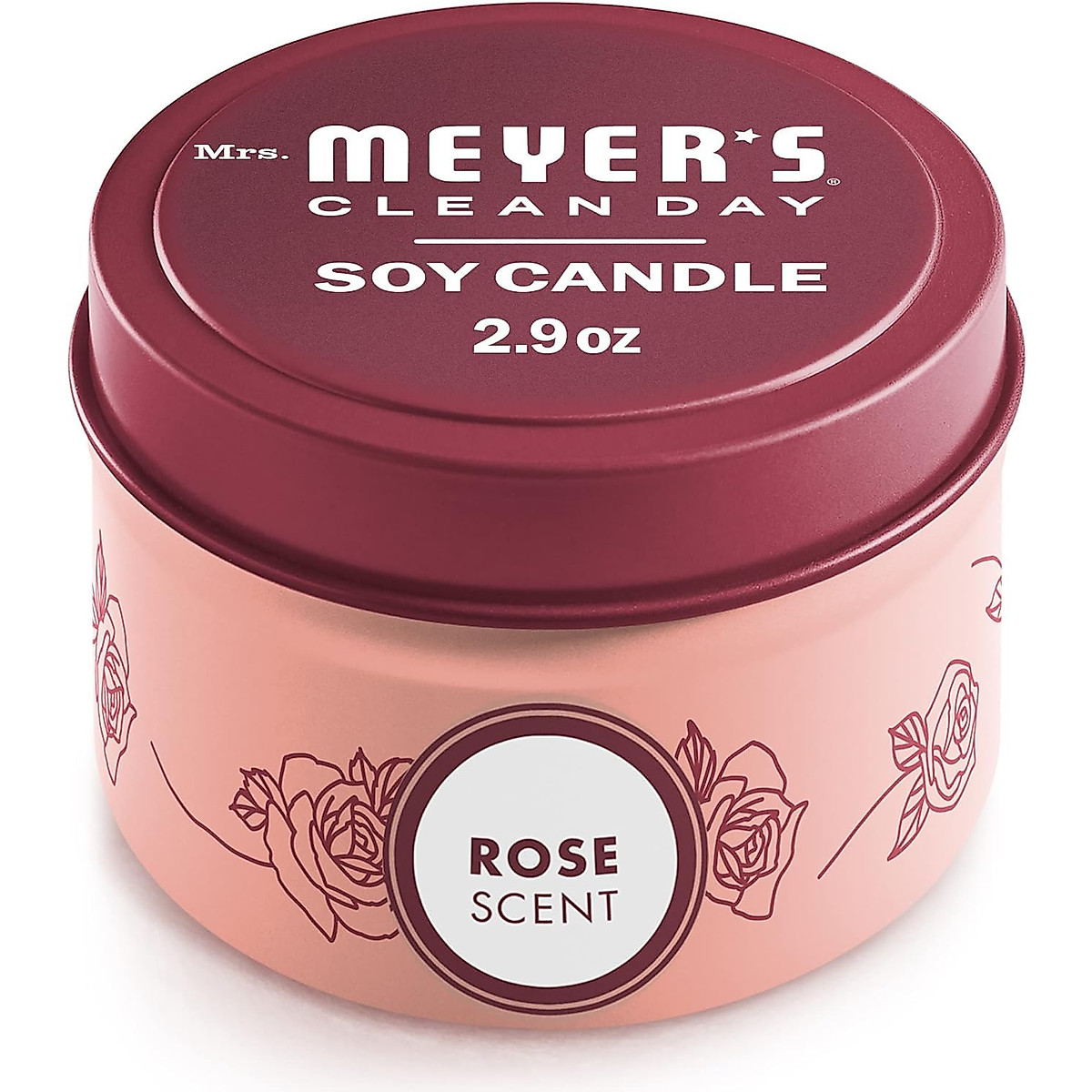 MRS. MEYER'S CLEAN DAY Soy Tin Candle, 12 Hour Burn Time, 3 Pack, Made with Soy Wax and Essential Oils, 2.9 oz, Rose