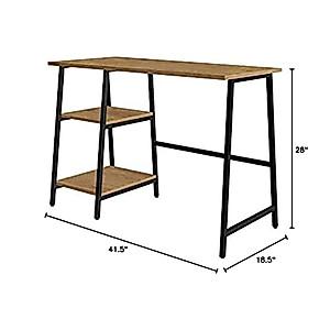 Coral Flower Landisl Desk,Simple and Modern Design,with Two Open Shelves for Books, Office Supplies or Accessories Within Easy Reach，Light Oak