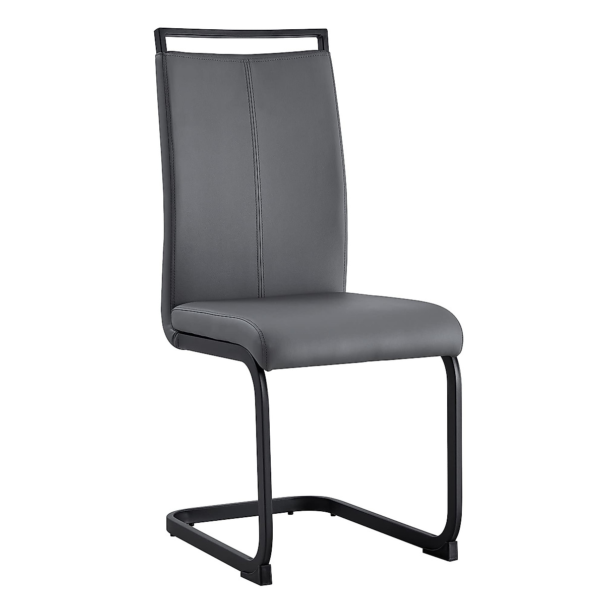 Ginxesh 71" Glass Dining Table Set,0.39" Glass Top Dinner Table with 6 Chrome Metal Legs,High Back PU Leather Padded Dining Chairs,Dining Table Set for Kitchen or Living Room Use (6 Sets, Black+Grey)