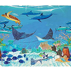 Tervis Made in USA Double Walled Guy Harvey Insulated Tumbler Cup Keeps Drinks Cold & Hot, 24oz Water Bottle, Ocean Scene