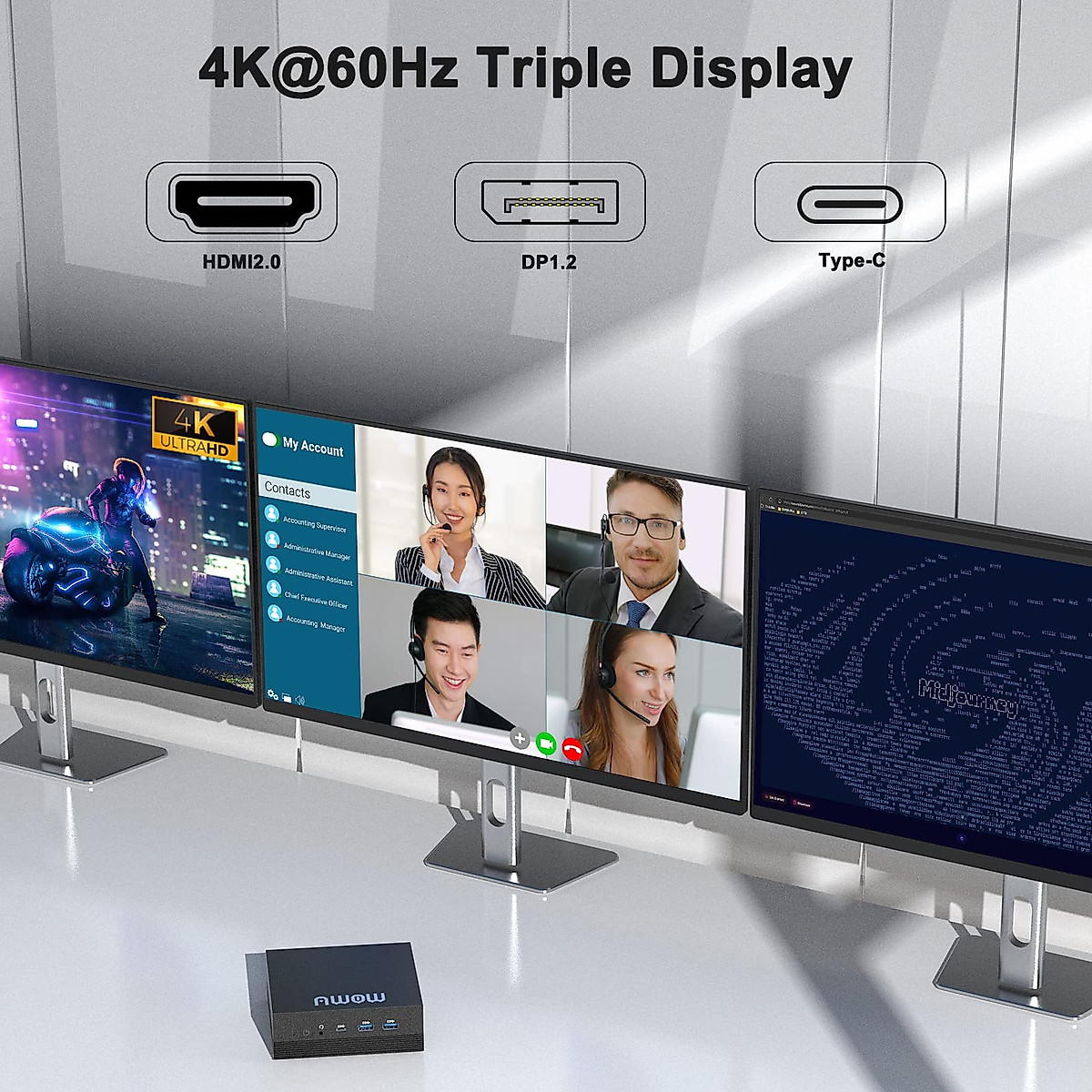 [Dual 2.5GbE NIC] Mini PC, Intel N5105(up to 2.9GHz) 16GB DDR4 RAM 256GB SSD Mini Desktop Computers, Office Mini PC Support 4K Triple Display, 6X USB, WiFi5, AZ51 Micro PC