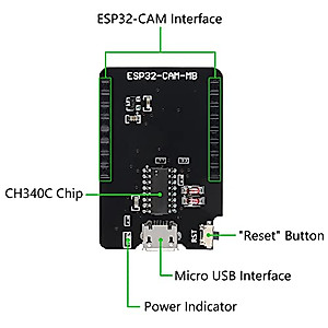 DORHEA ESP32 Cam WiFi Bluetooth Development Board with OV2640 Camera Module + Micro USB to Serial Port CH340C 4.75V-5.25V Nodemcu for Raspberry Pi - 3 Set