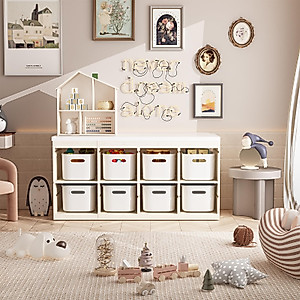 BOBIBOSS 8 Pack White Stackable Storage Bins with Lids for Shelves, Plastic Storage Containers with Lids for Organizing, Storage Boxes with Handle, White Storage Bins for Classroom, Craft, Snacks