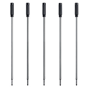 DunBong Black Ink Refill Pack of 5, Replaceable Ballpoint Pen Refills, Medium Point Metal Refill (Black)