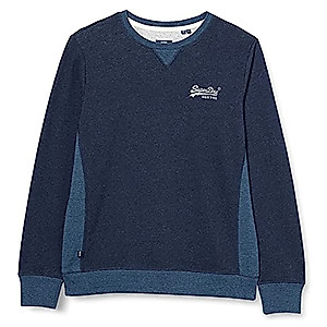 Superdry Mens Orange Label Interest Crew Sweatshirt, Slim Fit, Crew Neckline Midnight Blue Grit Size M