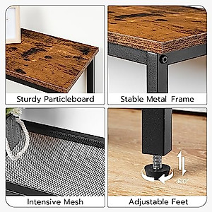 HOOBRO 29.5" Narrow Console Table, 3-Tier Entryway Table, Thin Sofa Table with Shelves, Side Table, Display Table, for Hallway, Entrance, Living Room, Bedroom, Rustic Brown and Black BF73XG01