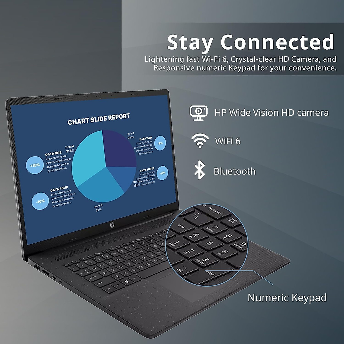 HP Laptop, 17.3 Inch FHD Business Laptop, Intel Core i7-1255U, 32GB RAM, 1TB SSD, Windows 11 Pro, Numeric Keypad, HDMI, Black, PCM