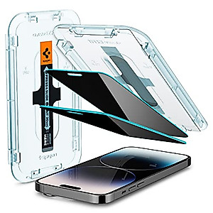 Spigen Tempered Glass Screen Protector [GlasTR EZ FIT - Privacy] Designed for iPhone 14 Pro [Case Friendly] - 2 Pack