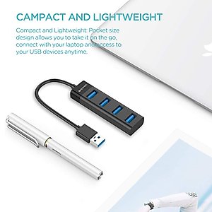 4-Port USB 3.0 Hub, KEYMOX Compact Size Data USB Hub for MacBook, Mac Pro, Mac Mini, iMac, Surface Pro, XPS, PC, Flash Drive, Mobile HDD (Charging Not Supported)