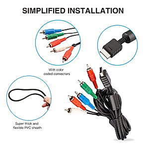 6Ft Component HD AV Cable for PS2/PS3/PS3 Slim, HDTV-EDTV (High Definition 480p) Compatible with PS2/PS3/PS3 Slim 5-Wire