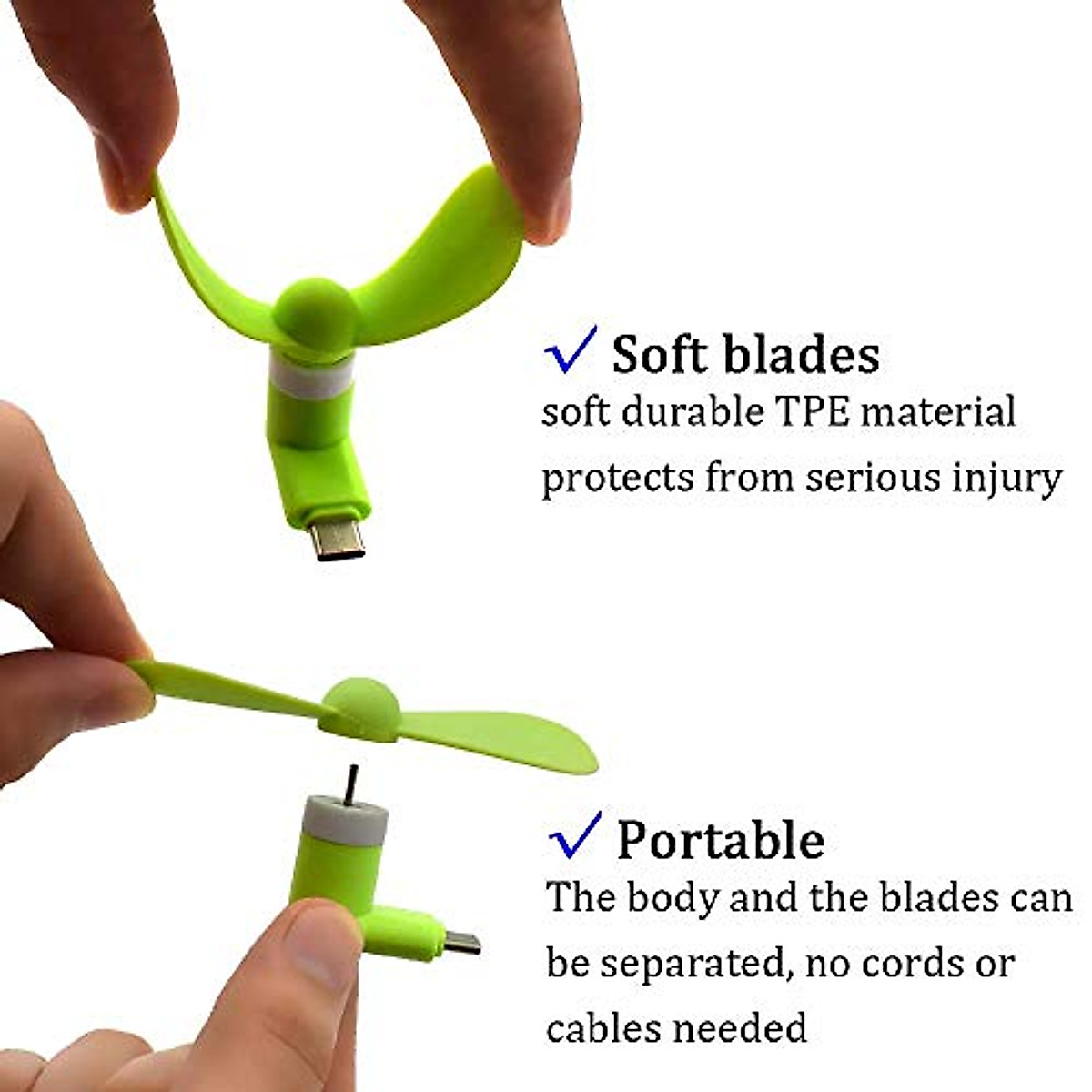 ULBTER Type USB C Phone Fan Mini Fan Appliable for Samsung Galaxy S20 S20+ S10 S9 S9+ S8 S8+ ,Note9 8 Note 7,A20 A20s A10e A9s A8s A6 A6s, for LG V40 V35 V30 V20 Stylo 5 4