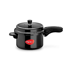 Pigeon Pressure Cooker - 5 Quart - Hard Anodized - Cook delicious food in less time: soups, rice, legumes, and more 5 Liters Black