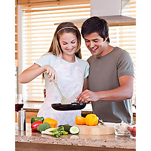 Silicone Cooking Spatulas and Spaghetti Spoons, 4 Pack Heat Resistant Full Silicone Cooking Utensils Set, Non Stick Large Kitchen Silicone Spatula Spoons for Cooking, Mixing, Serving, Draining