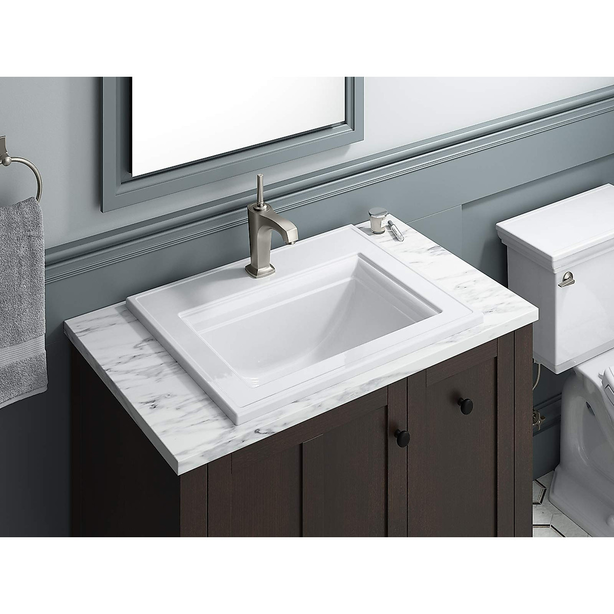 KOHLER K-2337-1-0 Memoirs Stately Drop-In Bathroom Sink with Stately Design, White