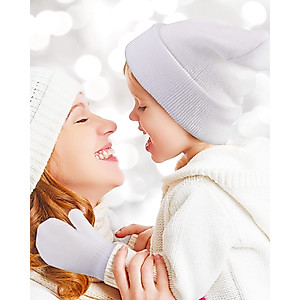 4 Sets Toddler Boys Hat and Glove Kids Winter Beanies with Gloves Warm Knitted Baby Beanie Hats Set Cuffed Skull Cap for Boys Girls