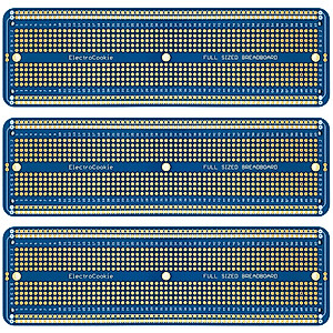 ElectroCookie Solderable Breadboard Large PCB Board for Electronics Projects Compatible for DIY Arduino Soldering Projects, Gold-Plated (3 Pack, Blue)