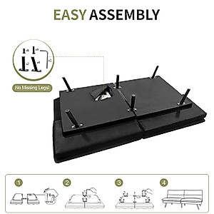 MUUEGM Futon Sofa Bed,Convertible 71" Couch Sofa,Faux Leather Sleeper Sofa with Adjustable Backrest for Living Room,Memory Foam Sofa Futon Couch Bed,Black