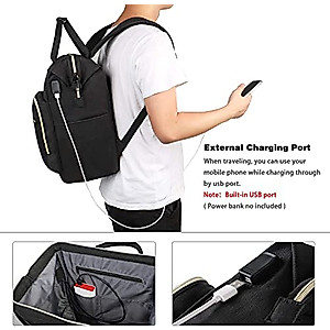 Ytonet 15 Laptop Backpack for Women, School Anti-Theft Business Travel Bookbag with USB Charging Port, Water Resistant Slim College Computer Bag for Girl Women Men, Black